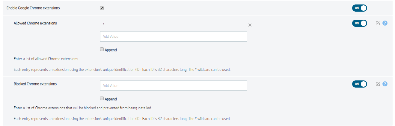 Enabling and configuring Google Chrome extension support