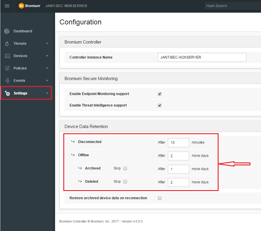Removing devices from Bromium Controller