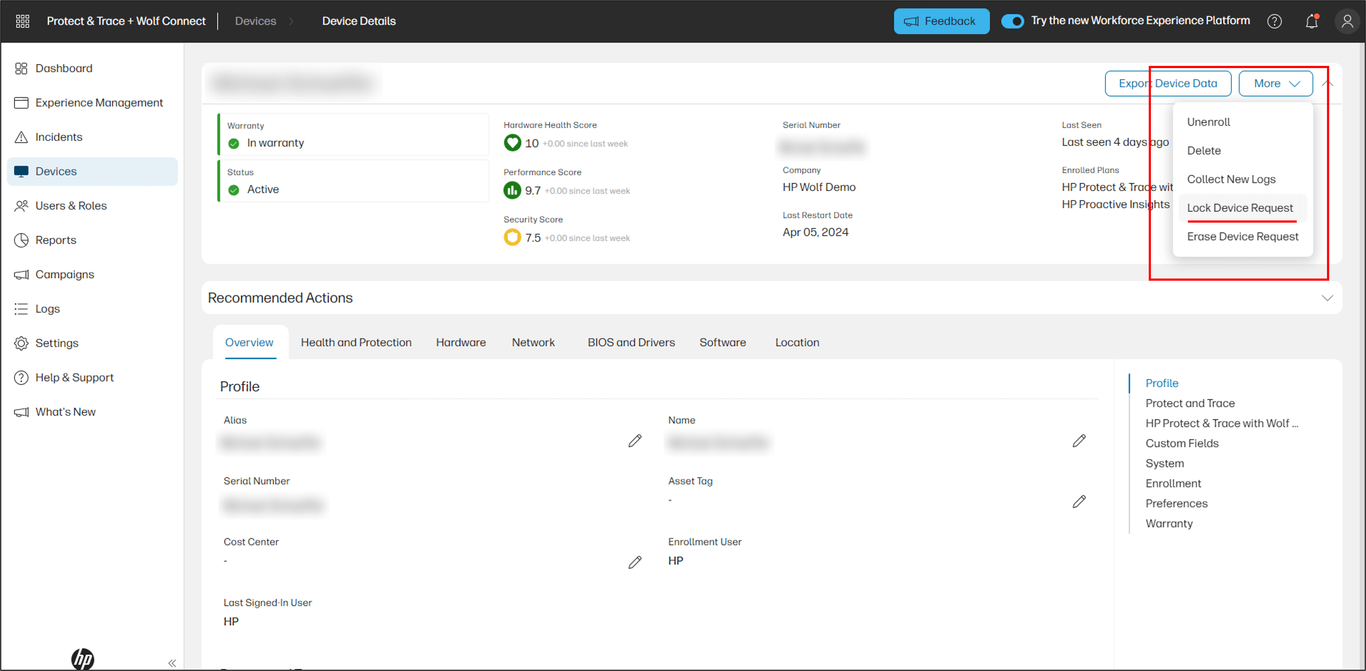 Protect and Trace : Creating a Lock and Unlock Request