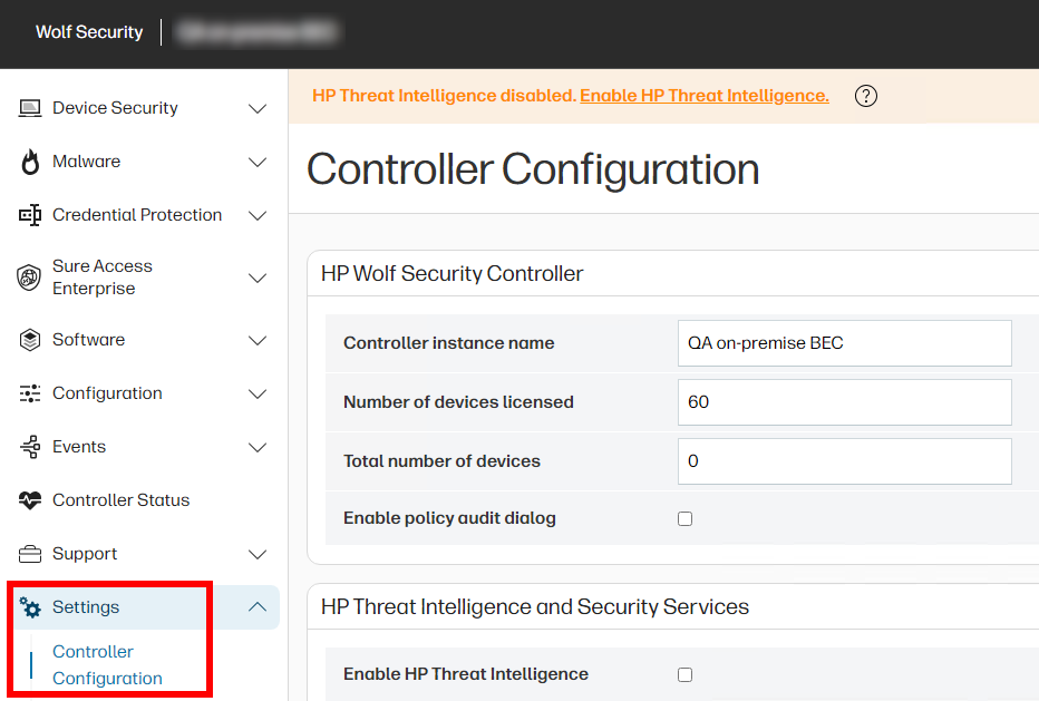 Sending On-Prem Telemetry Data to HP Wolf