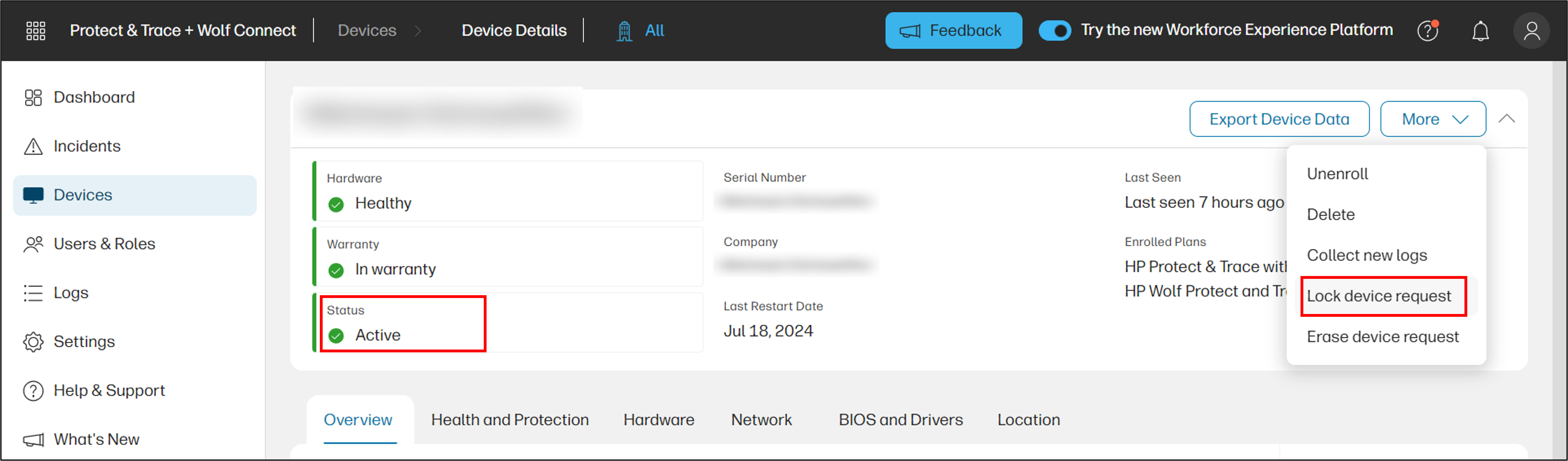 Protect and Trace : Locking and Unlocking a Device