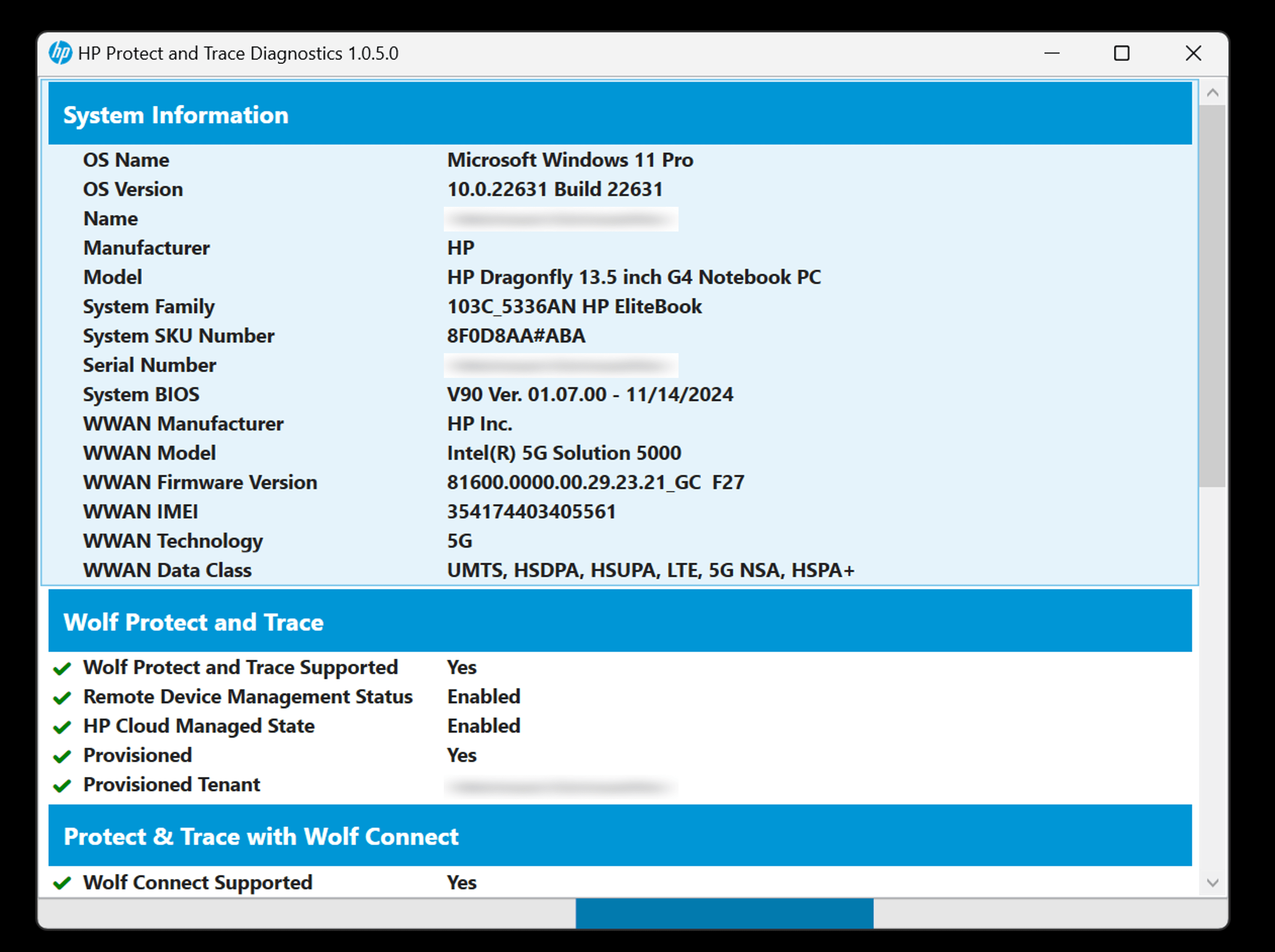 Protect & Trace: HP Protect and Trace Diagnostics Tool