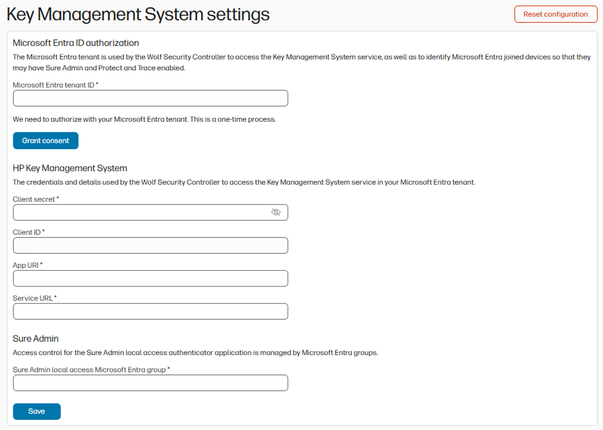 Integrating an Azure KMS with the Wolf Security Controller for Sure Admin