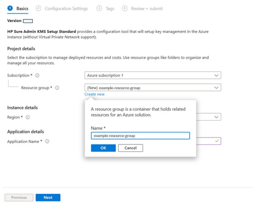 HP Sure Admin KMS Deployment from Azure Marketplace